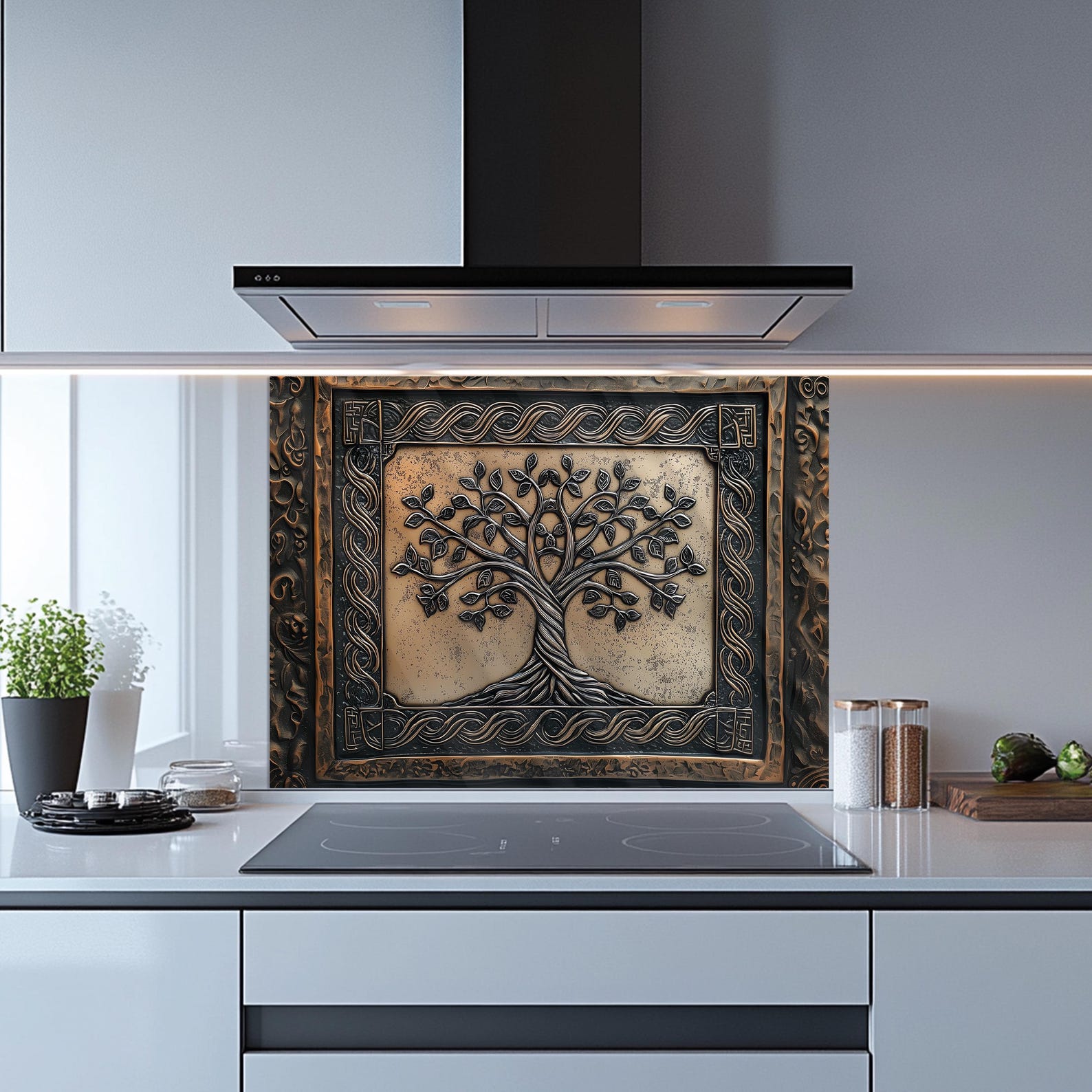 Twisted Celtic Tree of Life Backsplash, Tempered Glass Kitchen ...