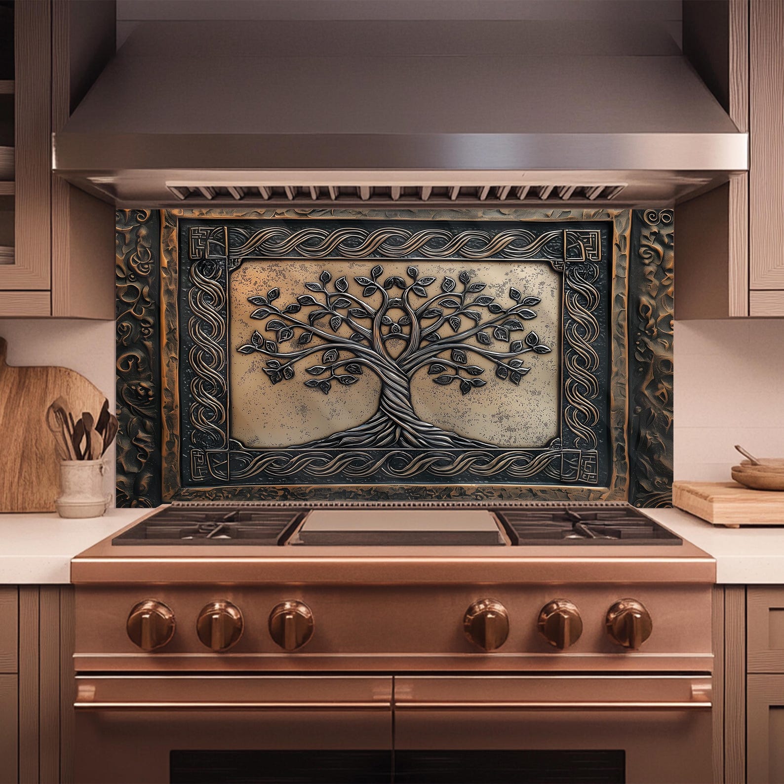Twisted Celtic Tree of Life Backsplash, Tempered Glass Kitchen ...