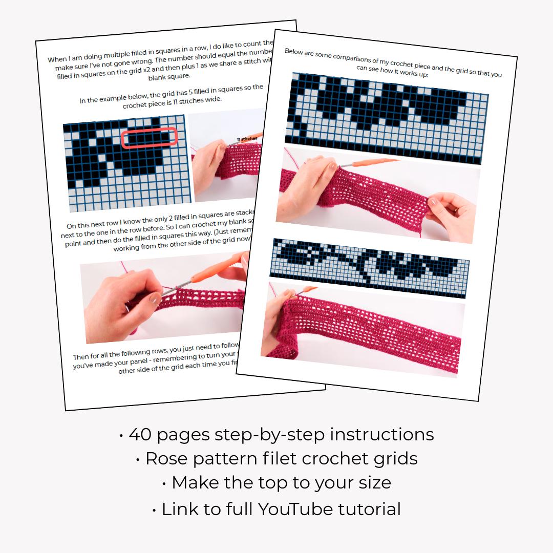 Rose Pattern Filet Crochet Tie up Top Ebook - Etsy