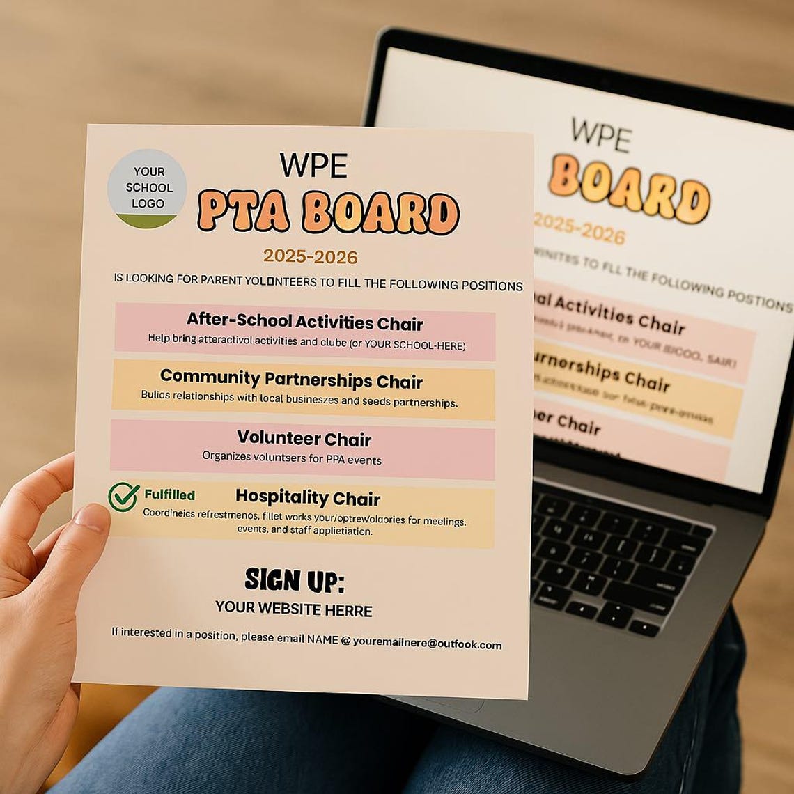 Editable PTA New Positions | Volunteer Flyer | 2025-2026 Board and ...