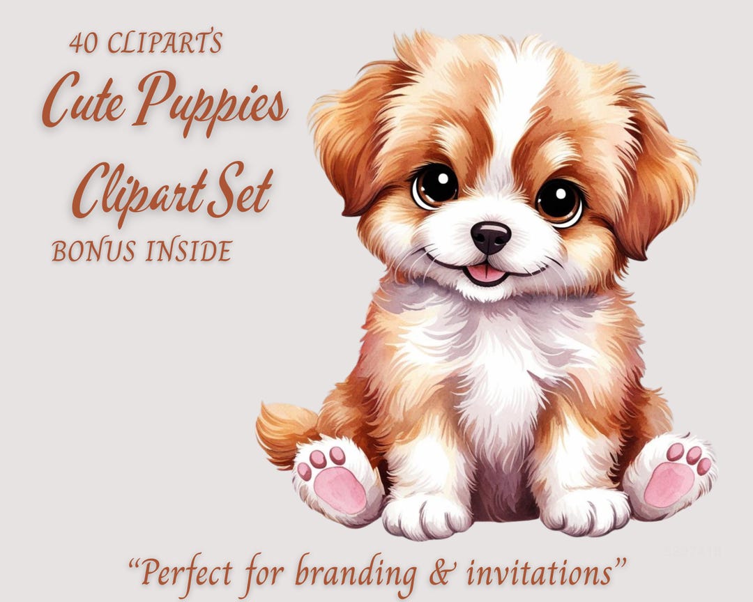 Cute Puppies Clipart Set – Puppy Clipart, Puppy PNG - for Scrapbooking ...
