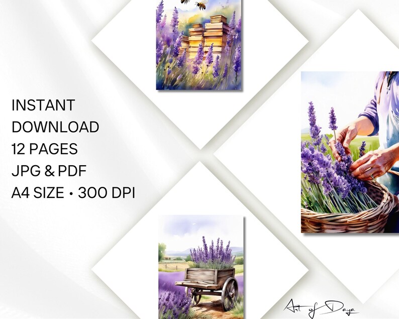 Lavender Bloom Card Set, Printable Floral Writing Pages, Journal Cards ...