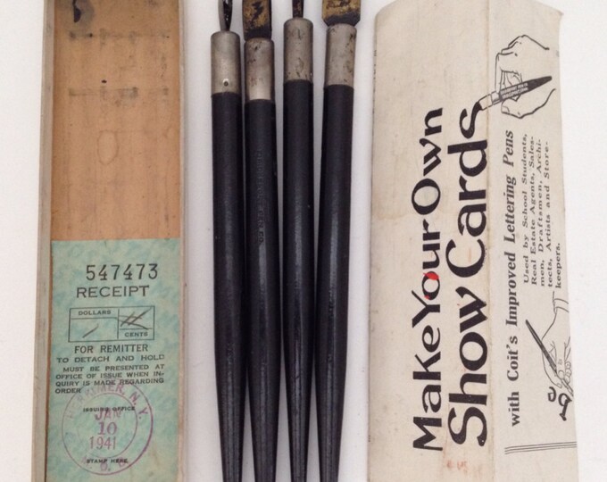 Vintage Coit Lettering Pen Set of 4 Calligraphy Ball Bearing Pens in ...