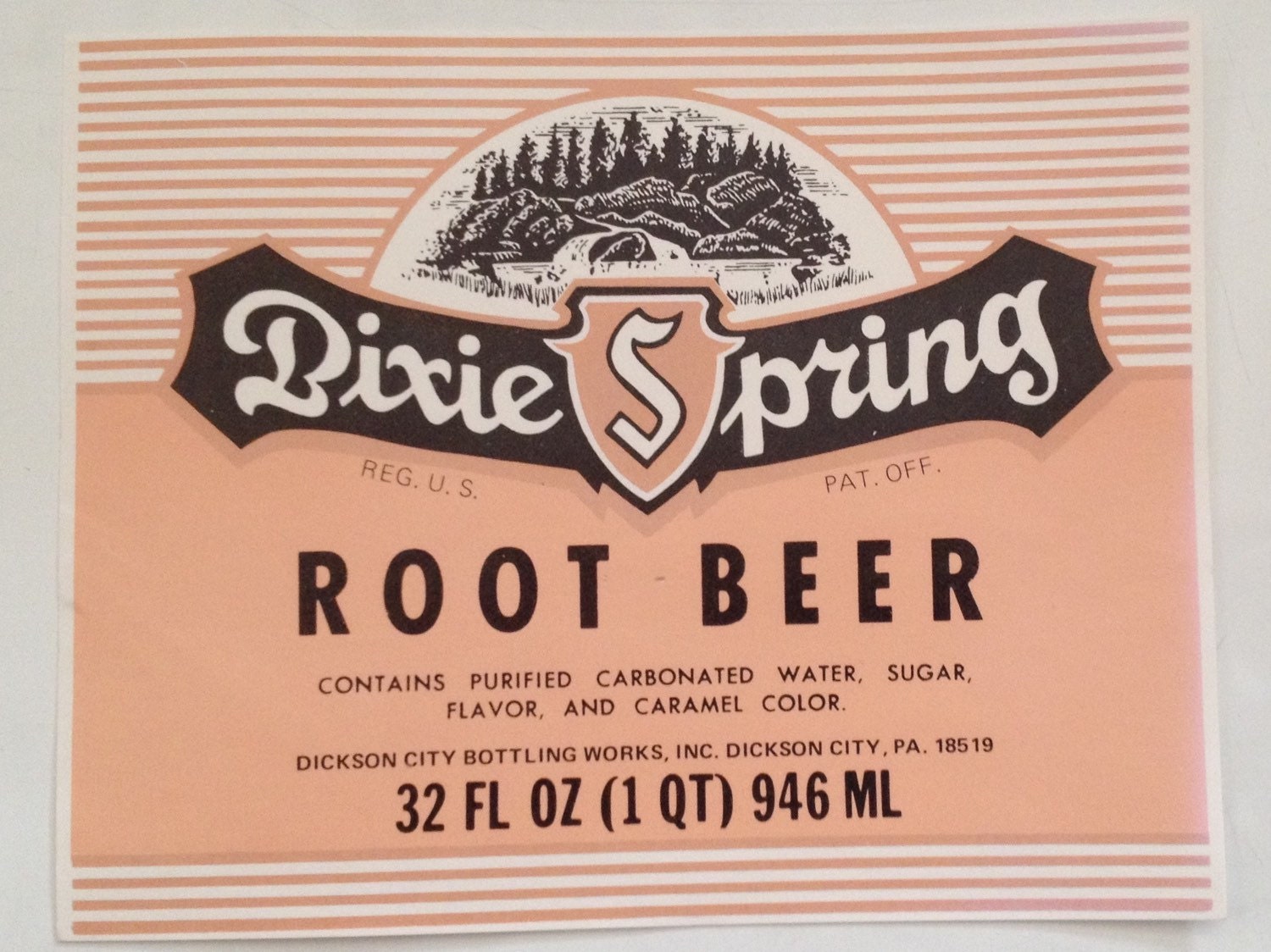 Dixie Spring Root Beer Label 32 oz Beverage Bottle Sticker | Etsy