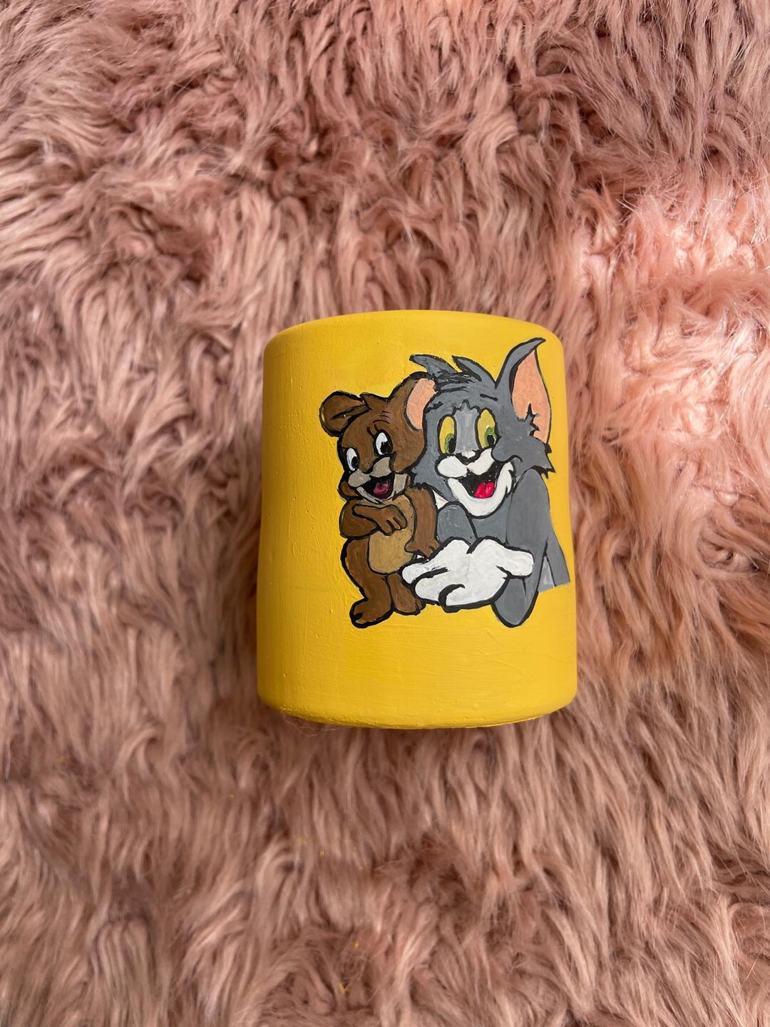Hand Painted Tom and Jerry Pencil Holder Cute Certoon Desk Organizer ...