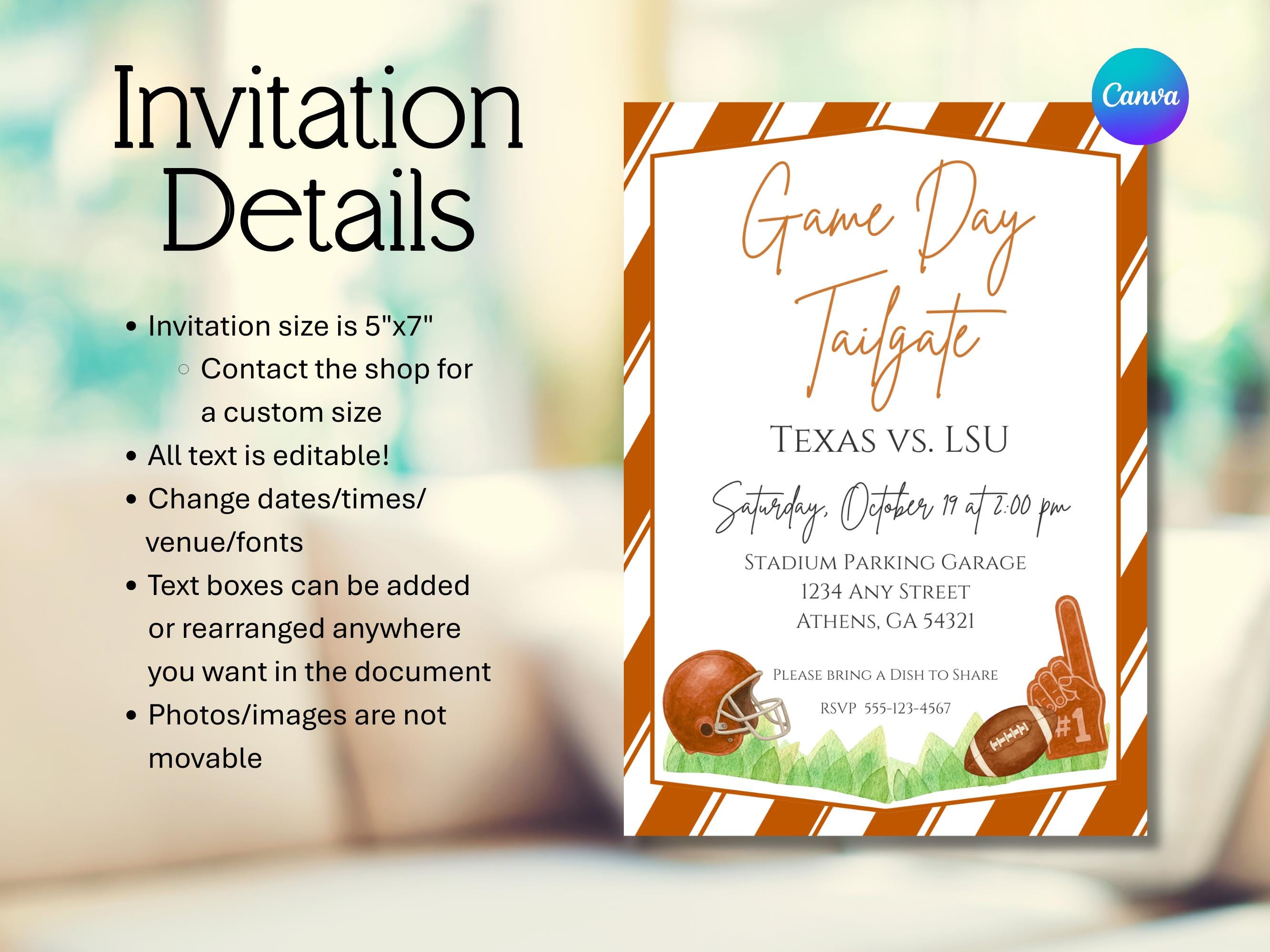 Editable Burnt Orange Football Tailgate Party Template | Cute Fall Game ...