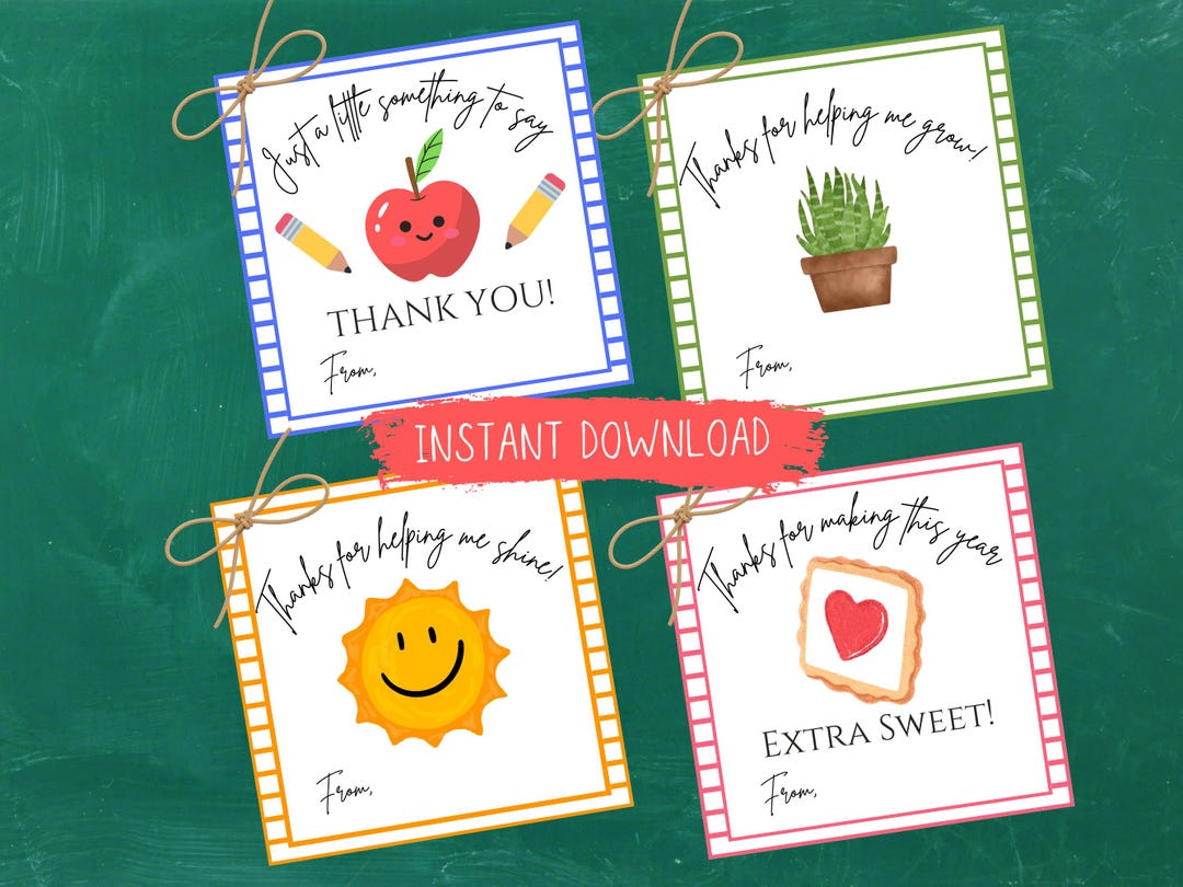 End-of-year Teacher Gift Tags | Printable Thank You Teacher Gift Tags ...