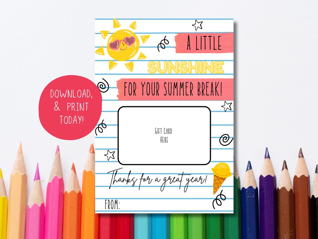 End of Year Teacher Gift Card Holder | Printable Thank You Teacher Gift ...