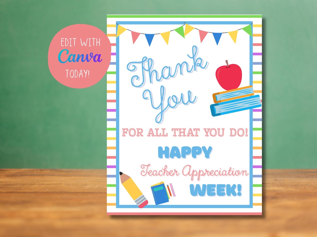 Teacher Appreciation Week Sign, Thank You for All You Do Teachers Sign ...