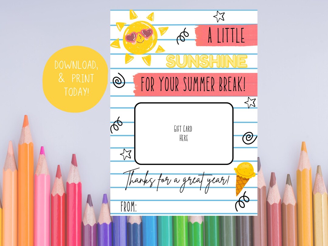 End of Year Teacher Gift Card Holder | Printable Thank You Teacher Gift ...