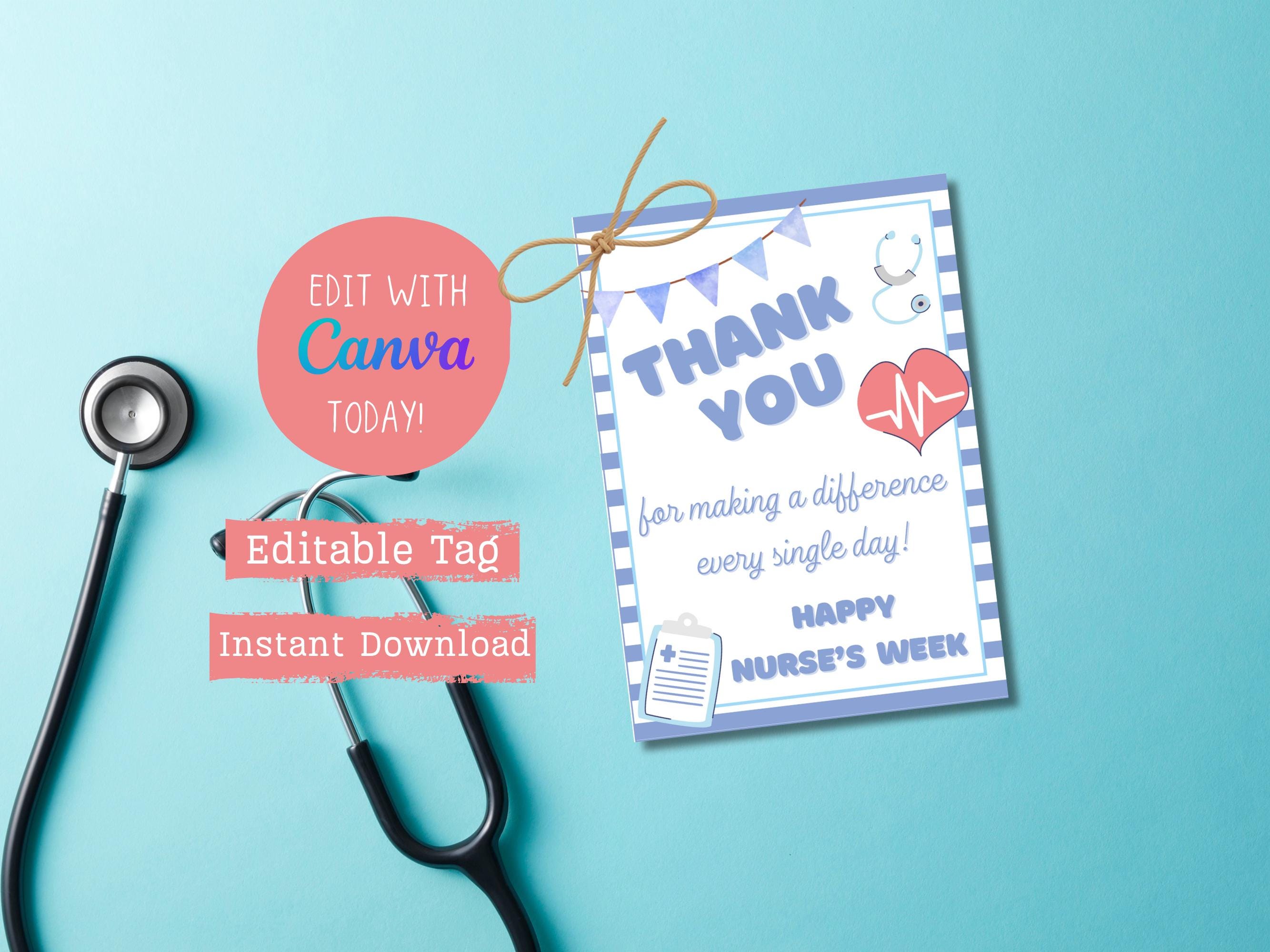 EDITABLE Nurse Appreciation Gift Tag, Nurse Appreciation Tag, Nurse ...