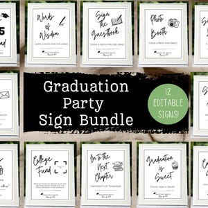 Graduation Sign Bundle, EDITABLE Grad Party Signs, Graduation Party ...
