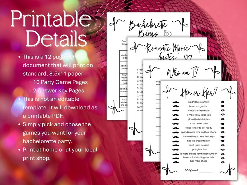 Printable Bachelorette Party Games | Clean Bachelorette Games ...