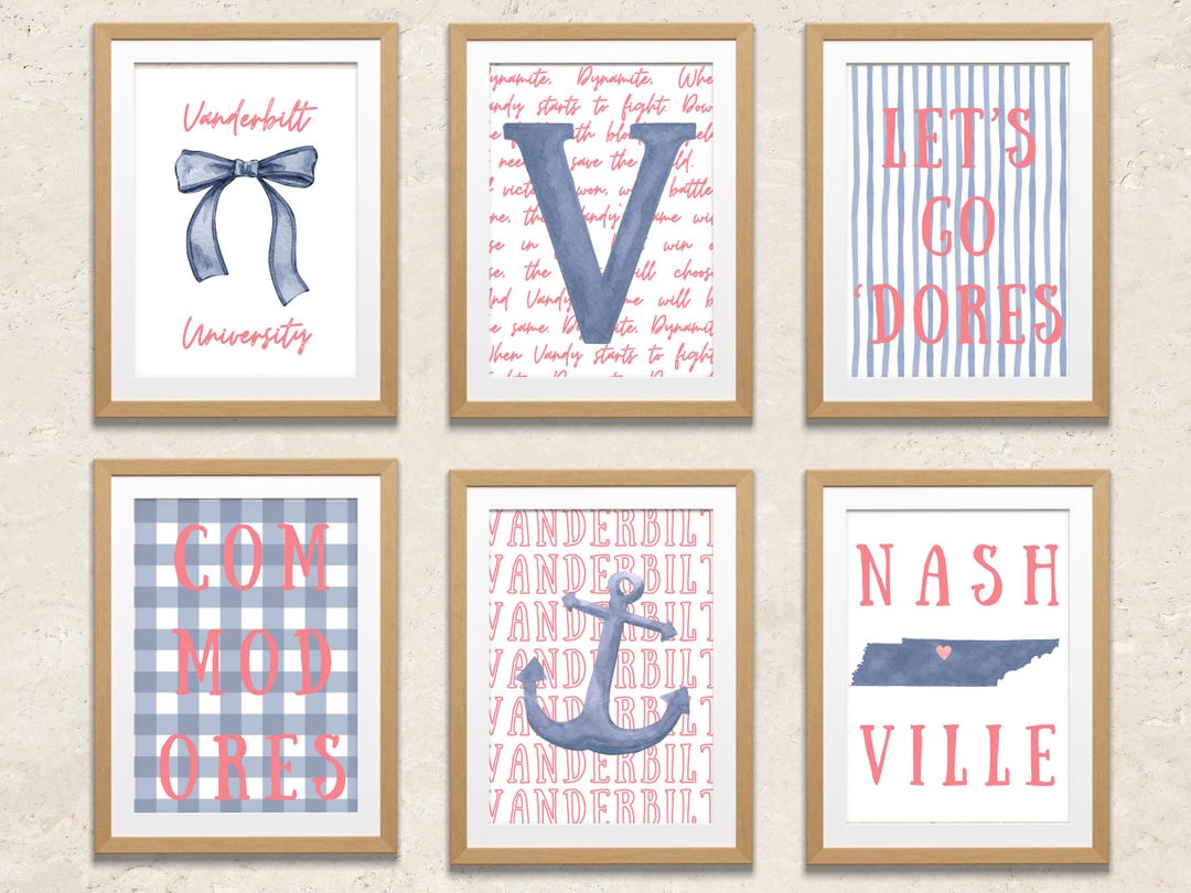 Printable Vanderbilt University Wall Art | Pink and Blue Vanderbilt ...