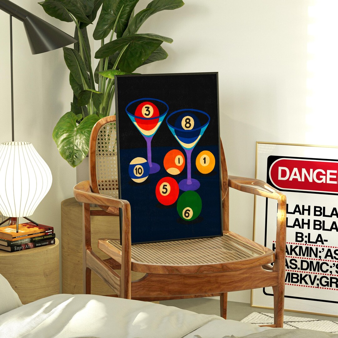 Billiard Balls Wall Art Print Retro Pool Table Decor 8 Ball Poster Game ...