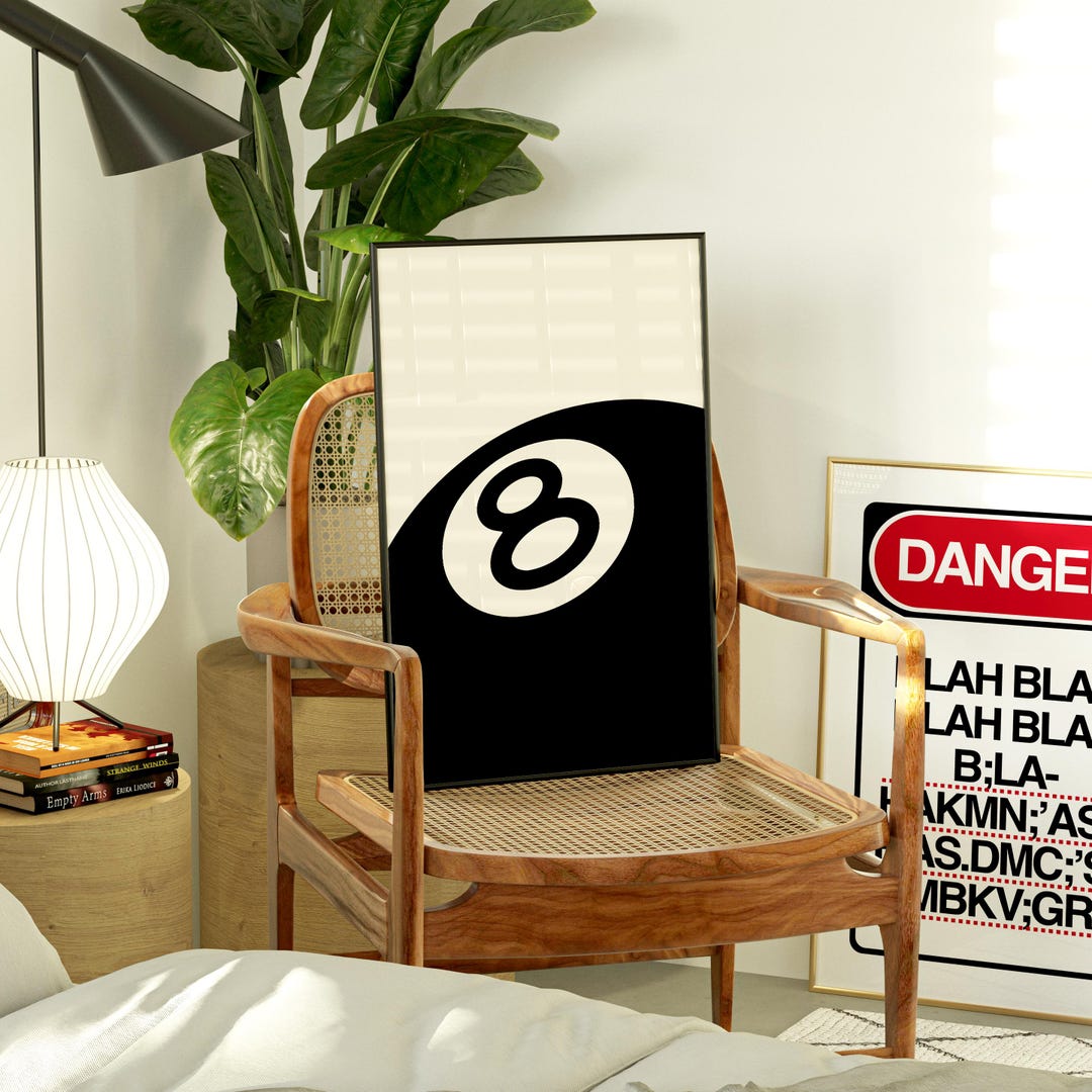 8 Ball Eight Ball Print Trendy Retro Wall Art Funky Bar Cart Decor ...