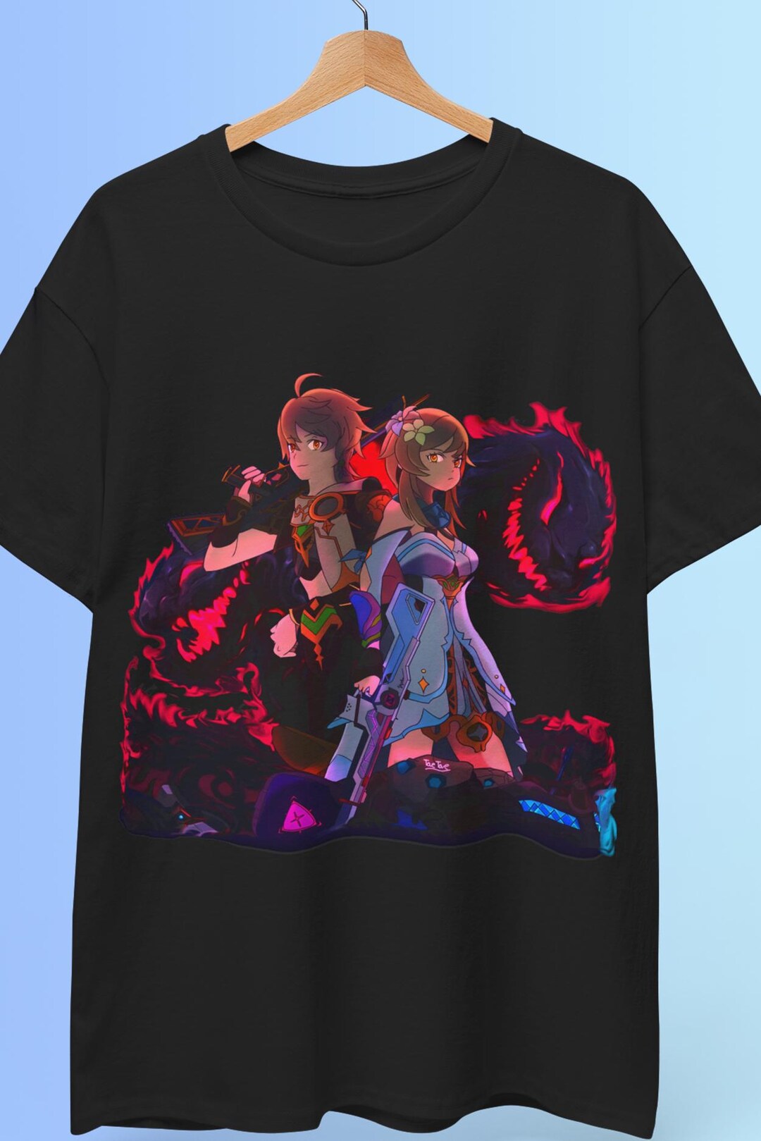 Genshin Impact X Valorant Crossover T-shirt | Anime FPS Gamer Fanmade ...