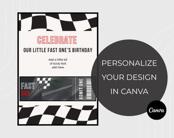Formula 1 Ferrari Birthday Invitation - F1 Car Invite - F1 Party Invite ...