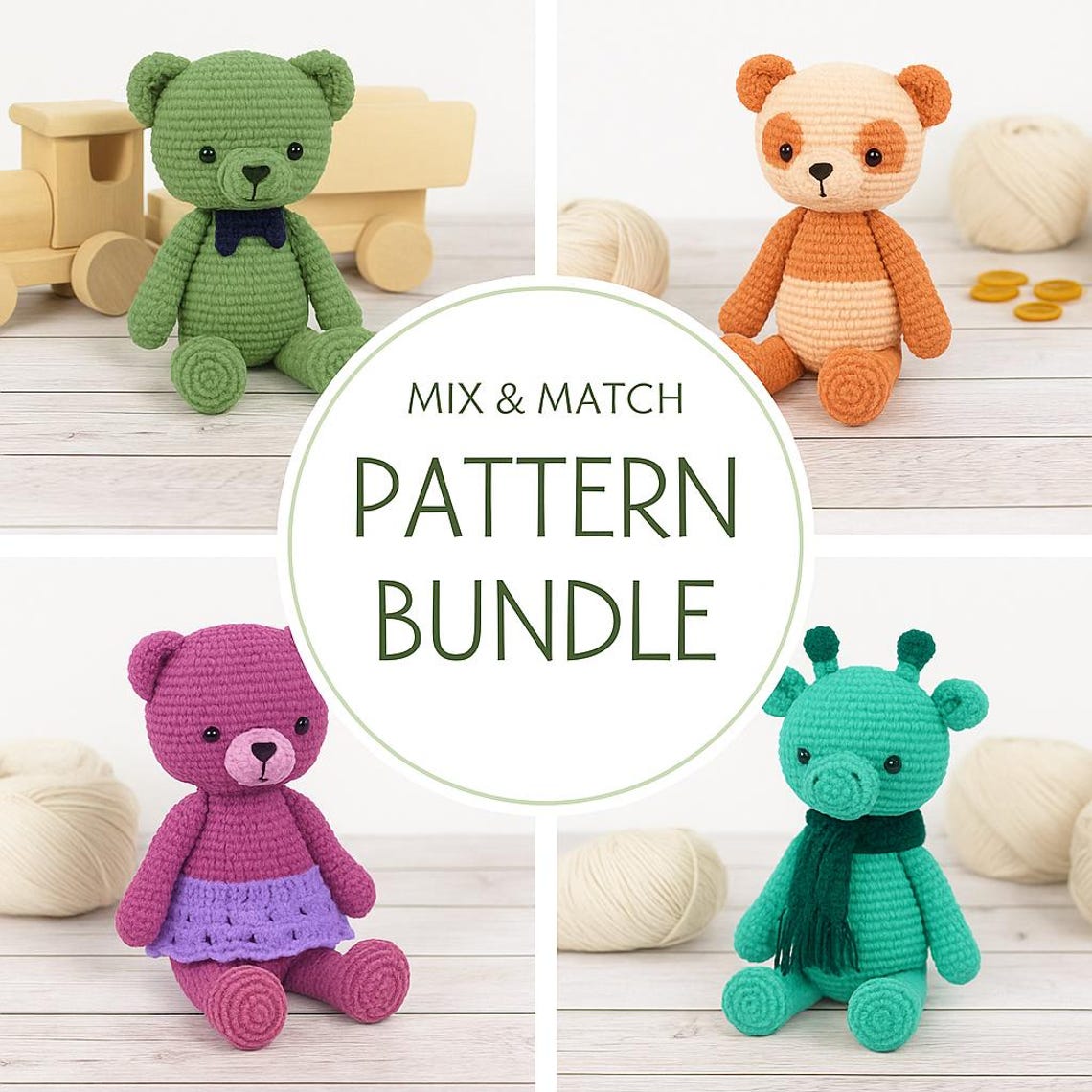 Amigurumi Animal Crochet Pattern Bundle – Beginner Friendly PDF, Bear ...