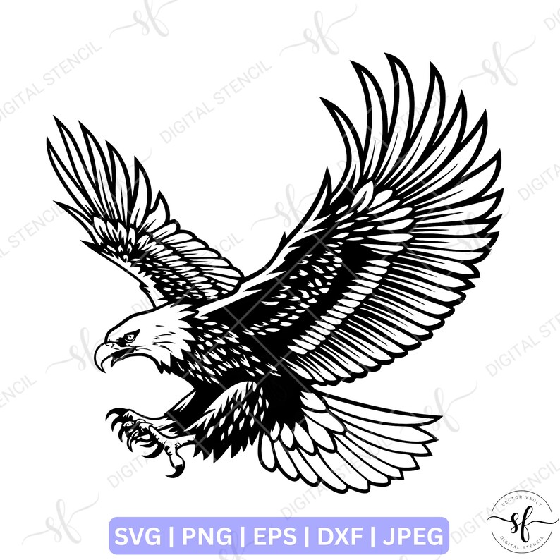 Flying Bald Eagle SVG: Eagle Vector Clipart (digital Download) - Etsy