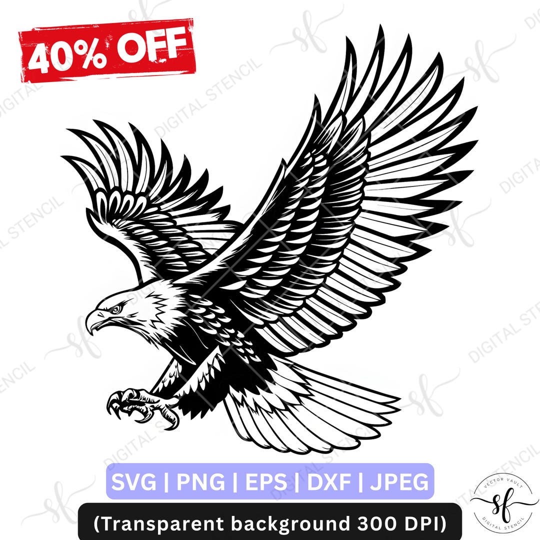 Flying Bald Eagle SVG: Eagle Vector Clipart (digital Download) - Etsy