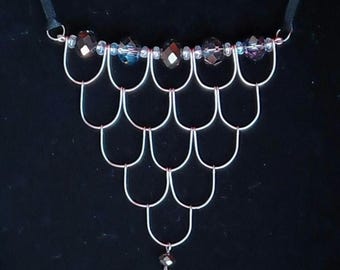 Ribbon Bow Chainmail Drop Spike Necklace - Etsy