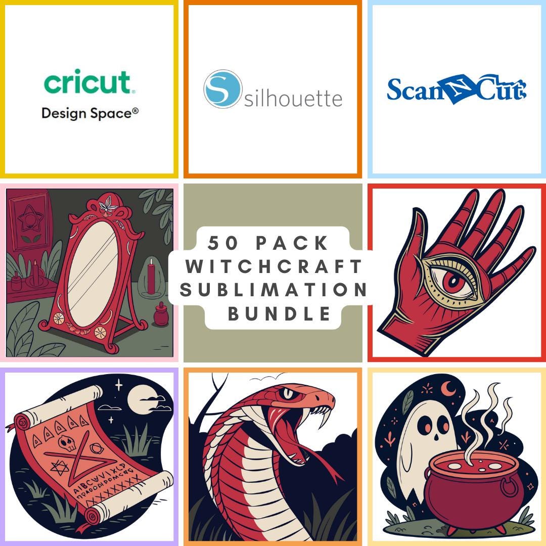50 Pack Witchcraft Sublimation Bundle for Papercrafts Cricut ...