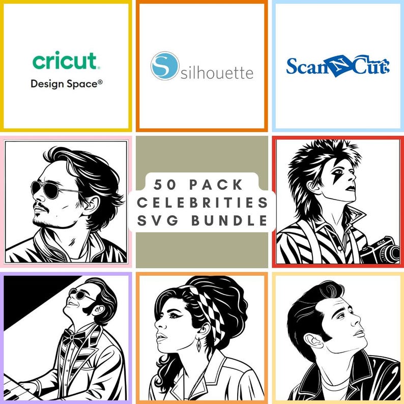 50 Pack Celebrities Svg Bundle for Papercrafts Cricut, Silhouette ...