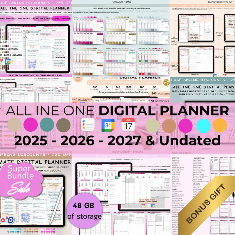 Undated Digital Planner - Etsy