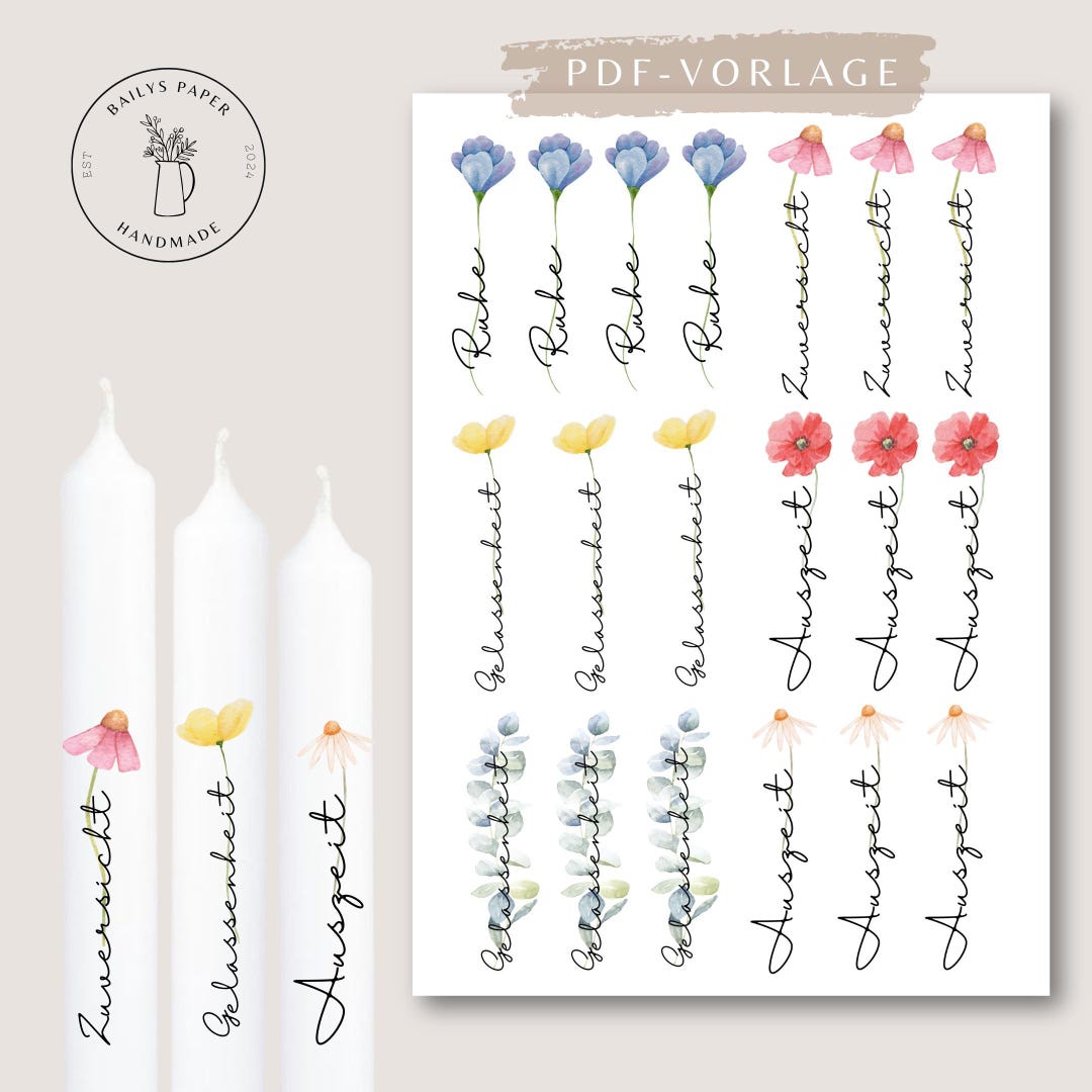 Mindfulness PDF Template for Printing A4 Digital Download DIY Candle ...