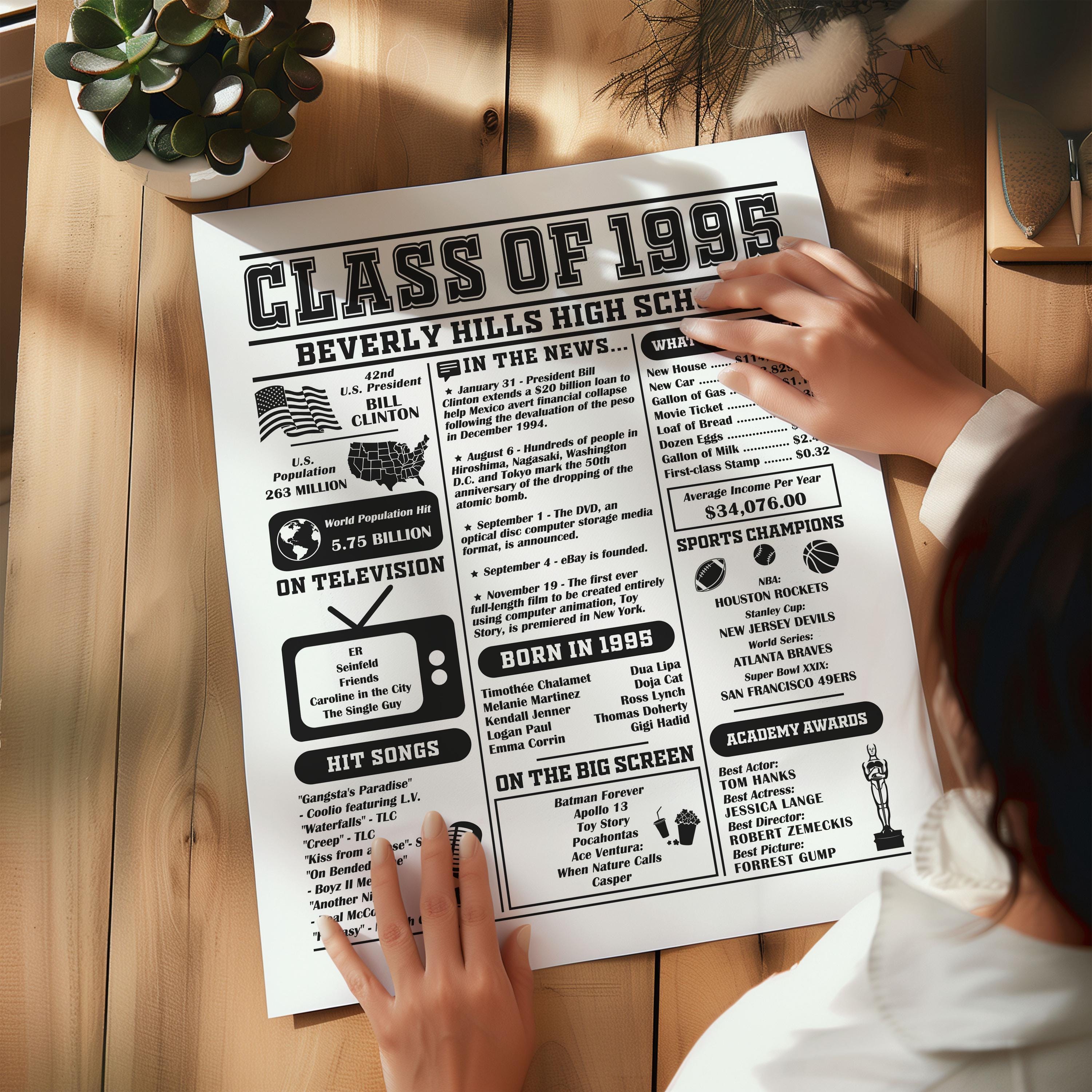 Personalized 1995 Class Reunion Poster: 30th Reunion Gift (digital ...