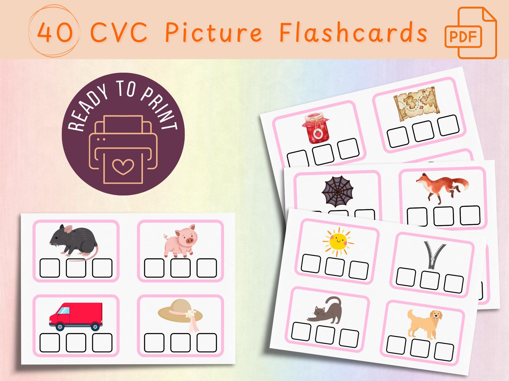 CVC Picture Flashcards – Early Literacy Phonics (digital Download) - Etsy