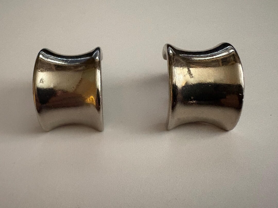 Vintage Signed Givenchy Chunky Concave Half Hoop Silver Clip-on ...