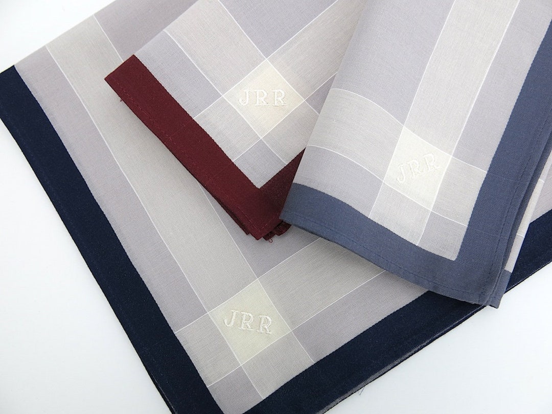 Mens Cotton Assorted Color Handkerchief Set of 3, Customized With 3 ...