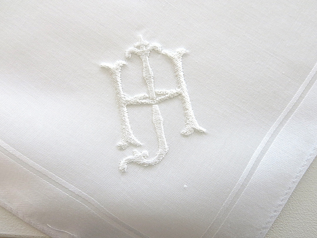 Men's Cotton Handkerchief With 2 Intertwined Initials Modern Chic ...