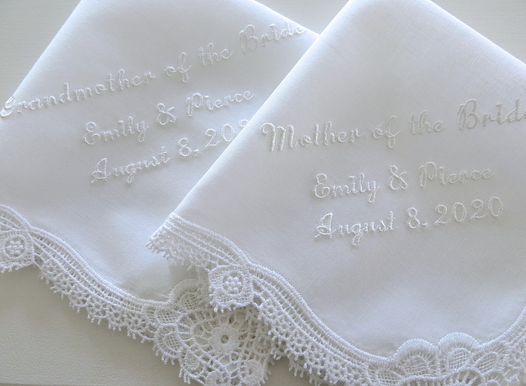 Mother of the Bride/groom Wedding Handkerchief, Personalized Wedding ...