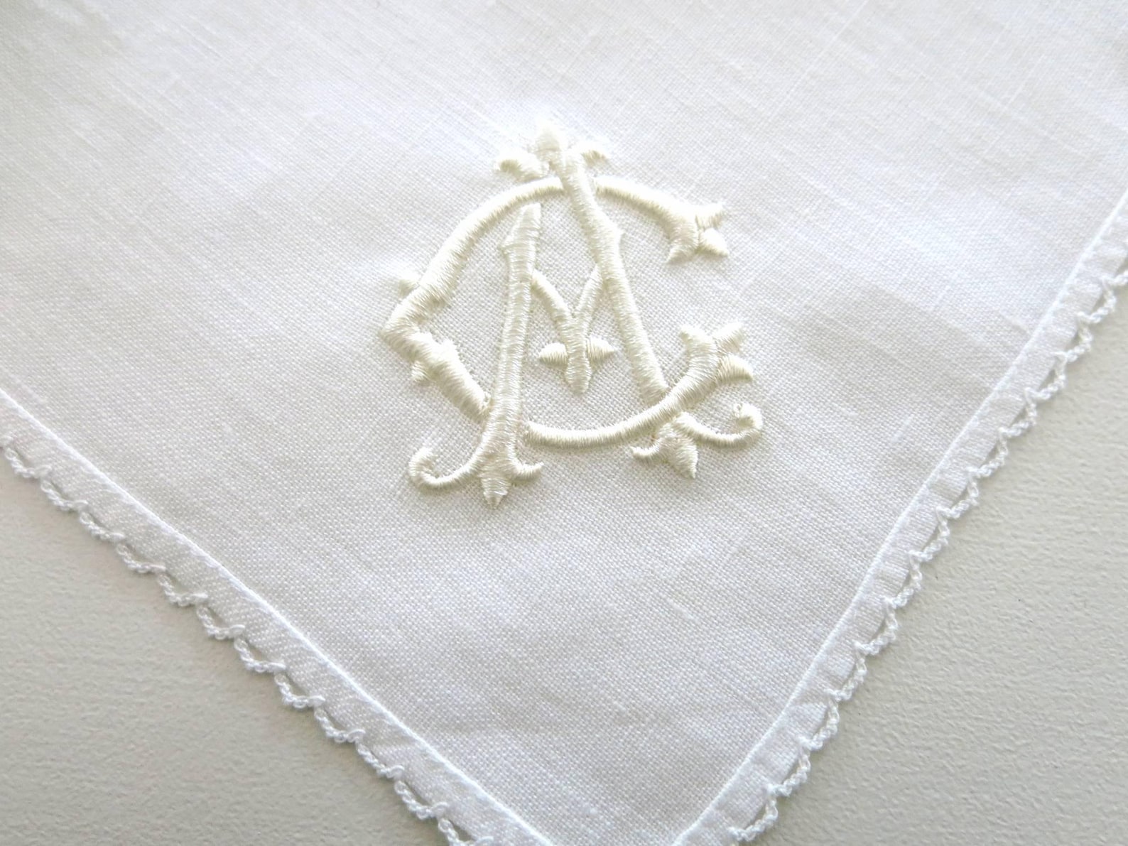 Ladies Irish Linen Handkerchief With 2 Initial Modern Chic Monogram for ...