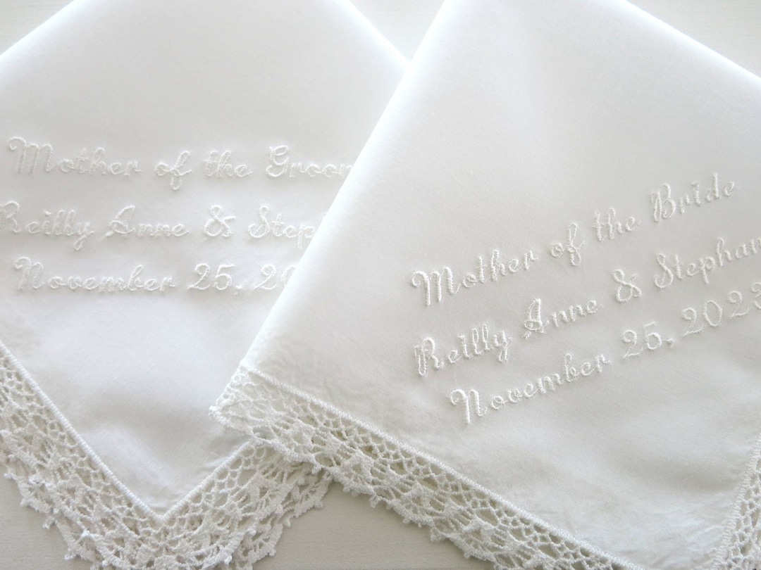 Mother of the Bride/groom Wedding Handkerchief, Personalized Wedding ...