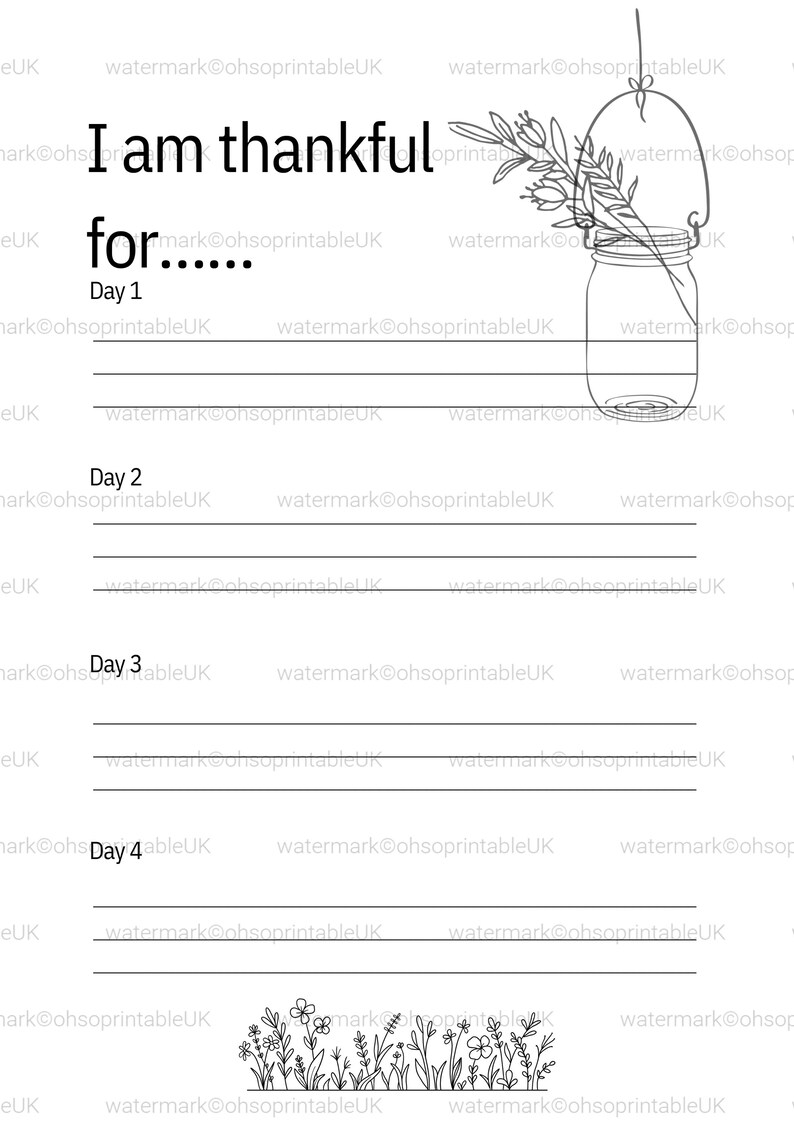 Printable Monthly Gratitude Journal, Digital Download File - Etsy