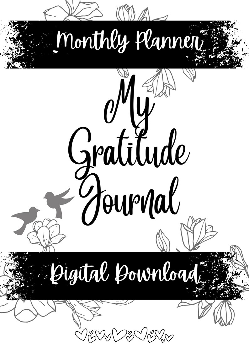 Printable Monthly Gratitude Journal, Digital Download File - Etsy