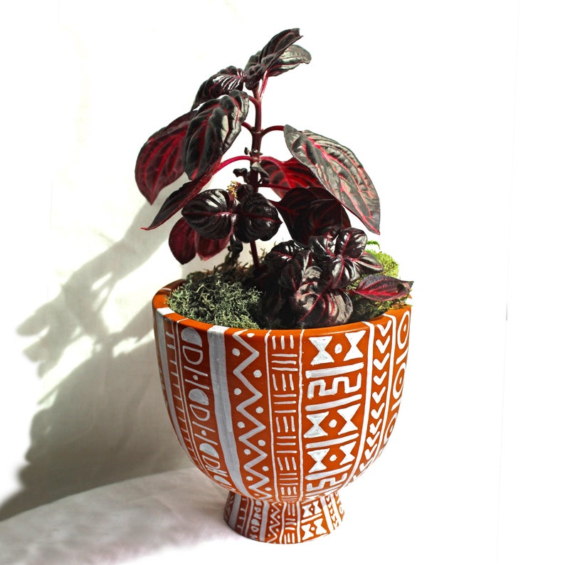 African Tribal Print Terracotta Plant Pot - Etsy