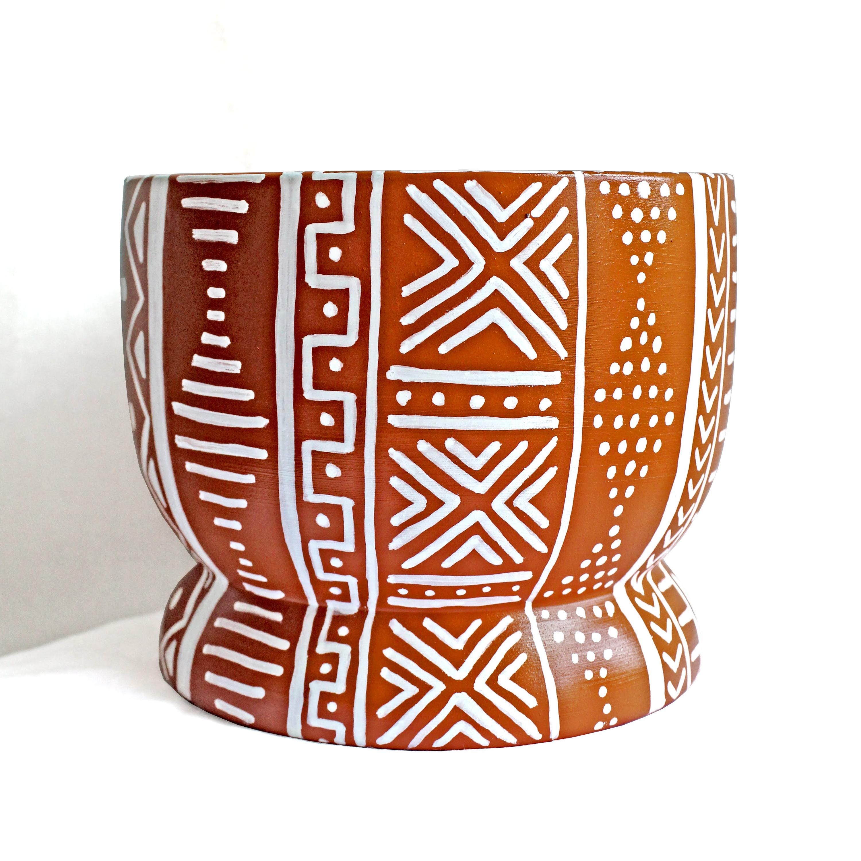6-inch African Print Terracotta Plant Pot - Bogolanfini Planter - Etsy