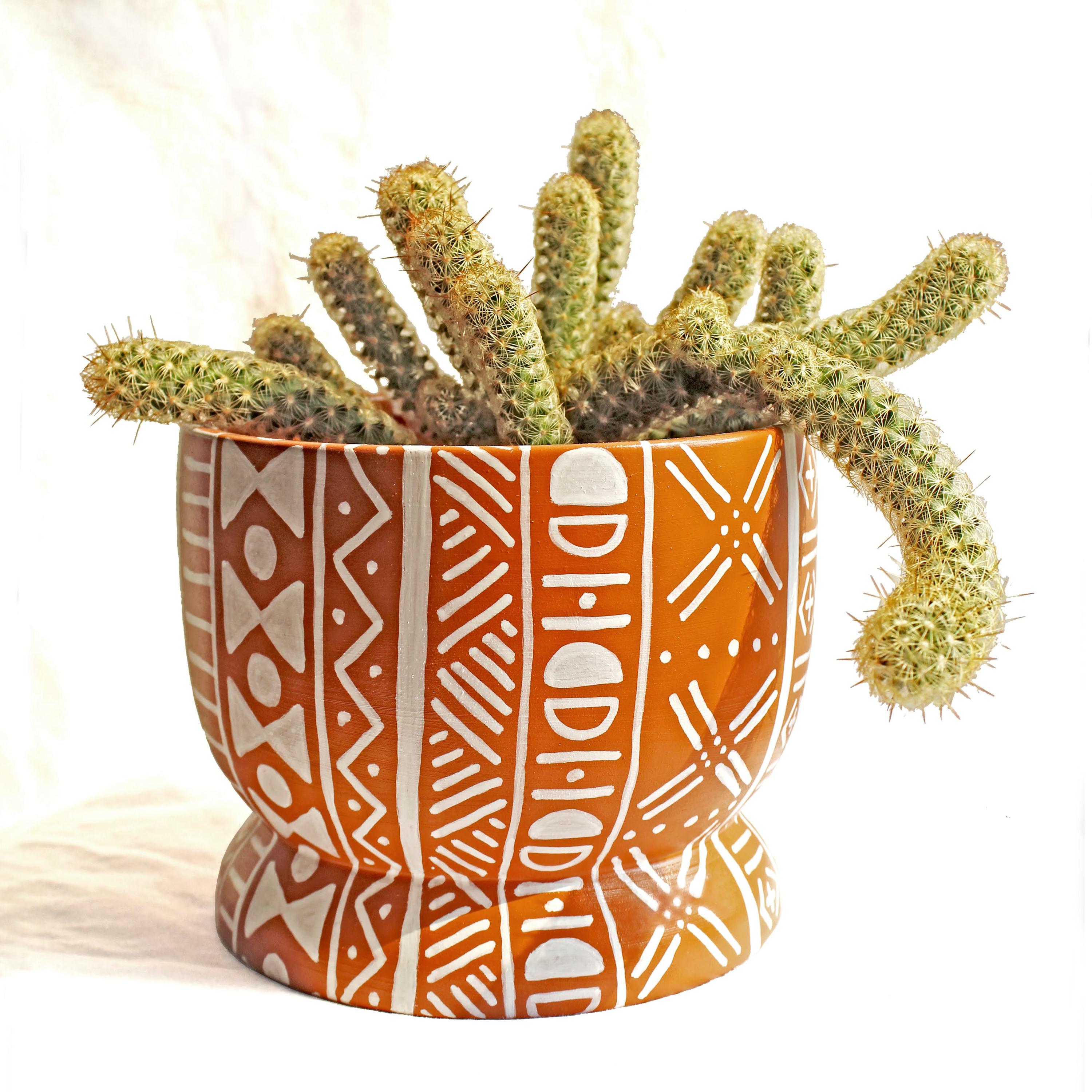 6-inch African Print Terracotta Plant Pot - Bogolanfini Planter - Etsy