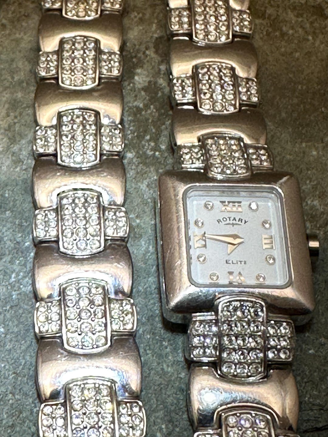Rotary Elite Solid Sterling Silver Watch Bracelet Set White Zirconia ...