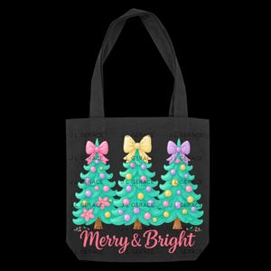 Merry & Bright PNG | Pastel Christmas Tree Clipart | Glossy Holiday ...