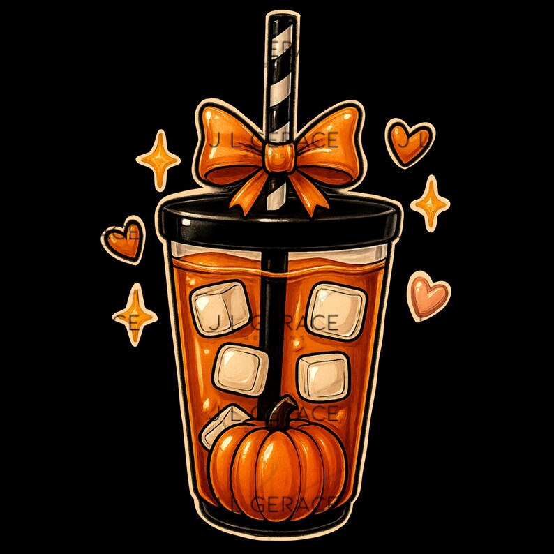 Pumpkin Iced Coffee PNG: Halloween Clipart, Fall Sublimation (digital ...