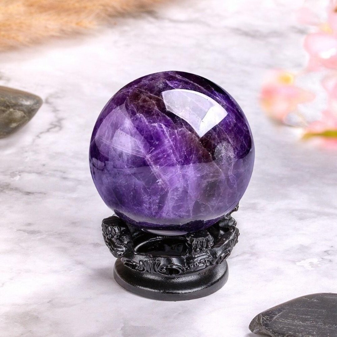 Polished Amethyst Crystal Ball – Healing Gemstone Sphere for Home Decor ...