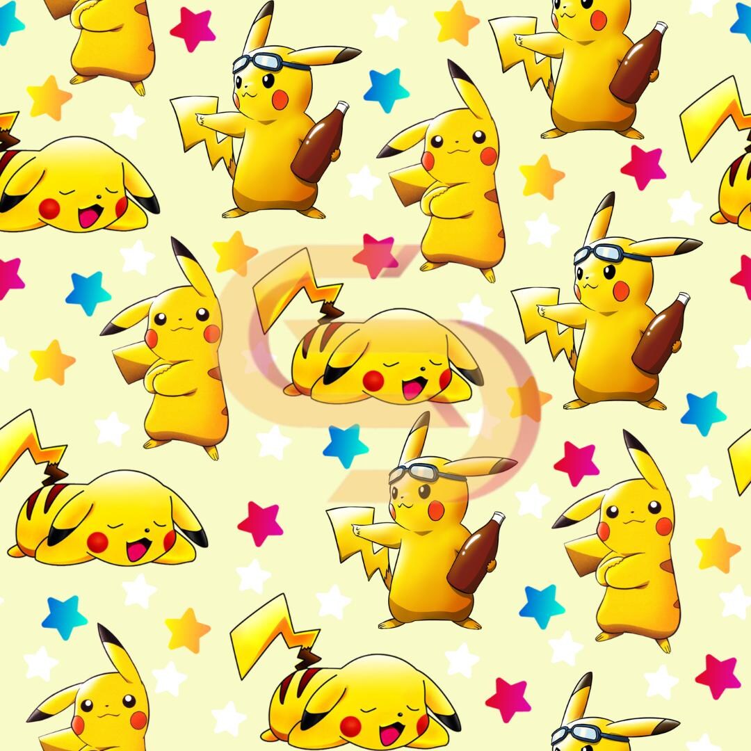 Cute Pikachu Seamless Pattern – Kawaii Pokémon Design With Stars ...