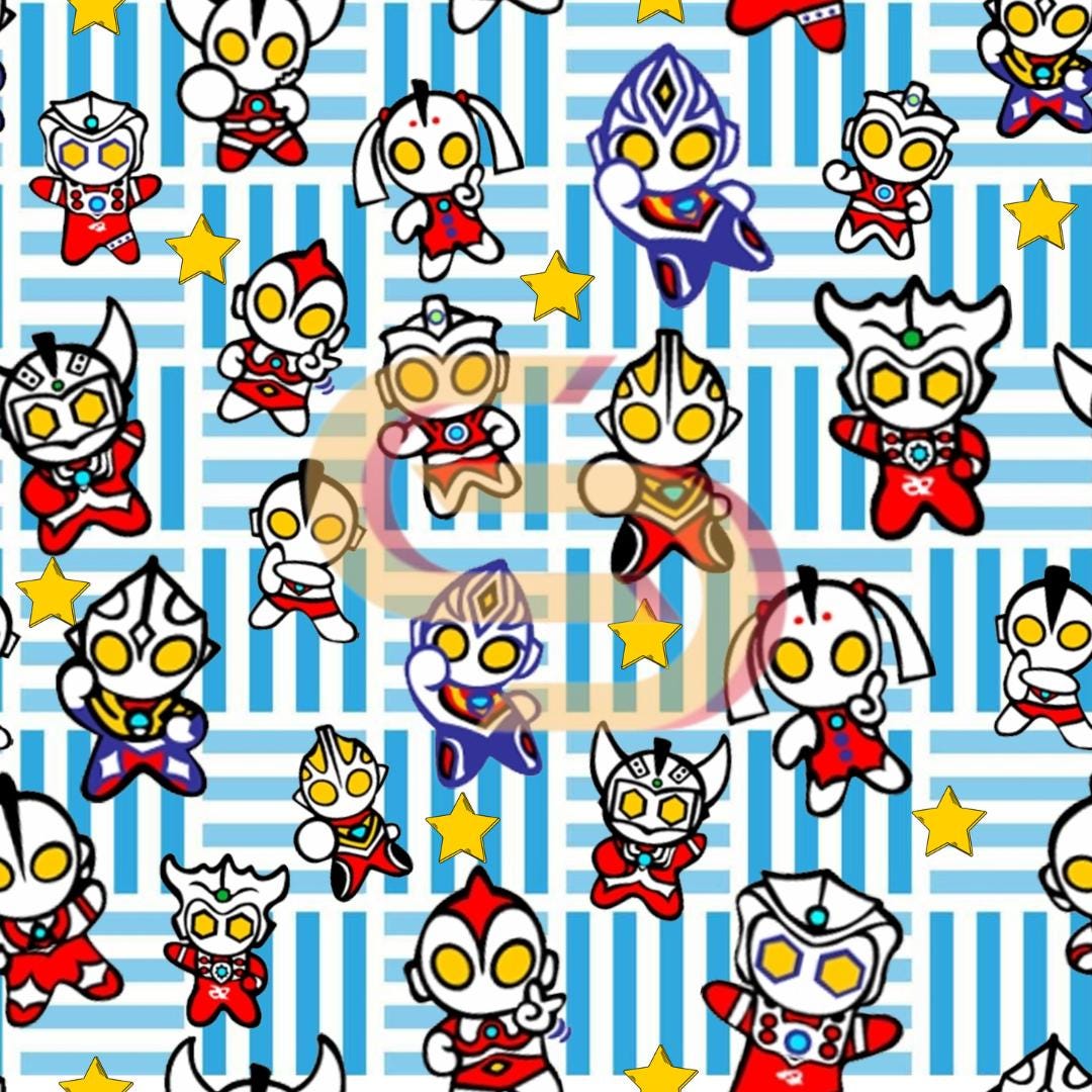 Ultraman Chibi Seamless Pattern – Kawaii Superhero Characters, Japanese ...