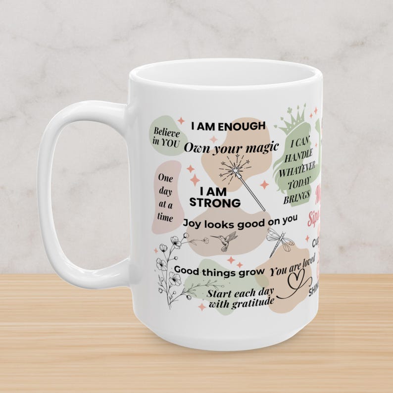 Personalized Affirmation Mug: Sips of Positivity - Mental Health Coffee ...